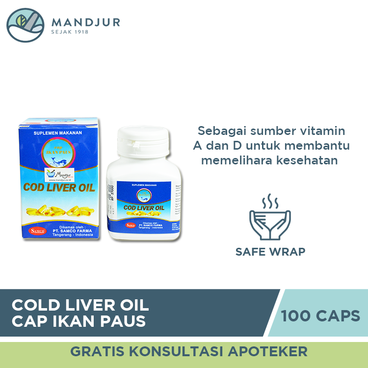 Cod Liver Oil Cap Ikan Paus — Apotek Mandjur