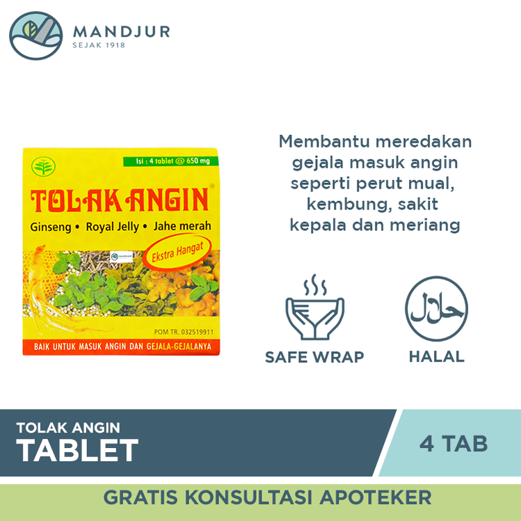 Tolak Angin Tablet Extra Hangat — Apotek Mandjur