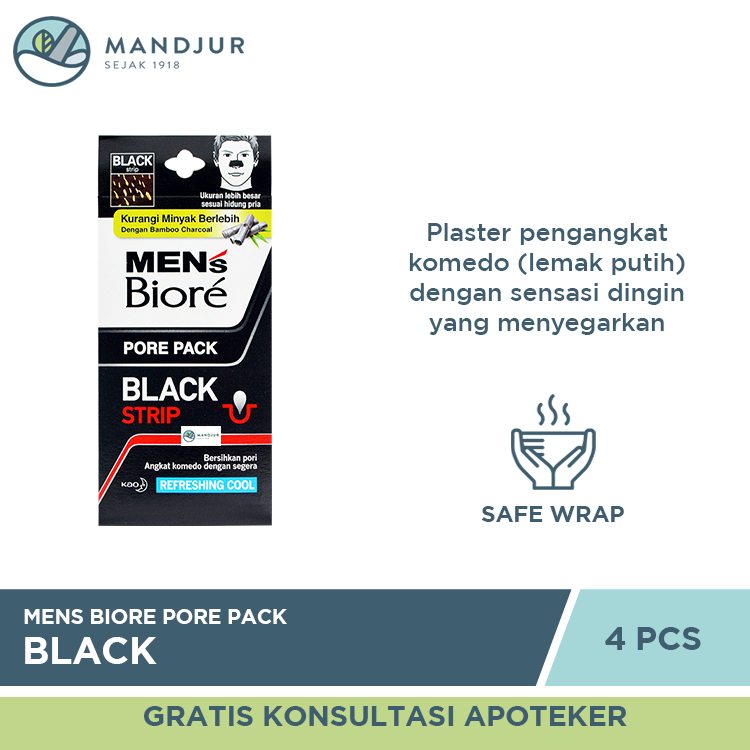 Mens Biore Pore Pack Black 4 Pcs — Apotek Mandjur