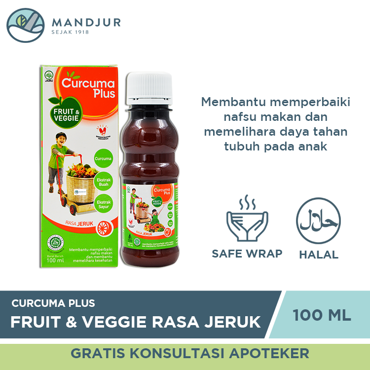 Curcuma Plus Fruit & Veggie Rasa Jeruk 100 ML — Apotek Mandjur