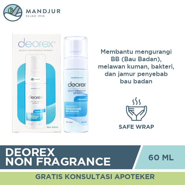 Deorex Body Odorizer Spray Non Fragrance 60 ML — Apotek Mandjur