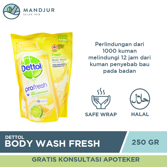 Sabun Mandi Cair Dettol ProFresh - 250 Gram — Apotek Mandjur