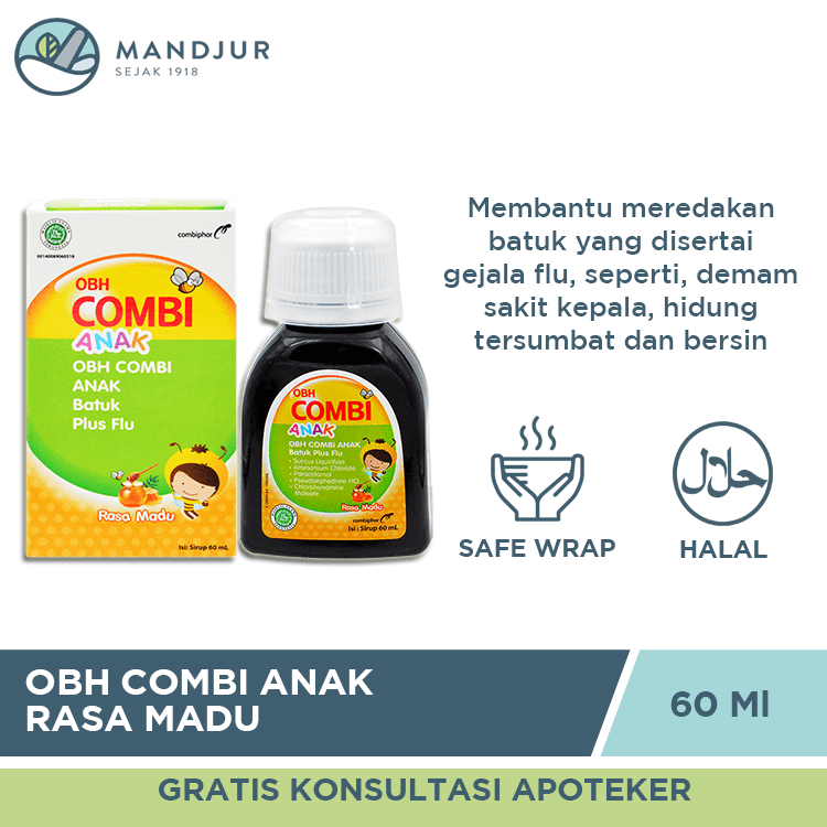 OBH Combi Anak Batuk Plus Flu Madu 60 mL — Apotek Mandjur