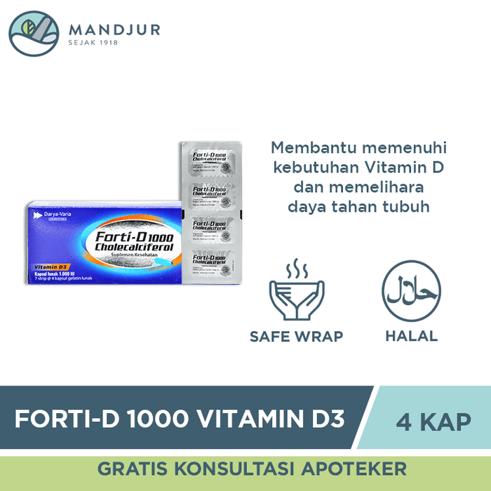 Forti-D 1000 Vitamin D3 4 Kapsul — Apotek Mandjur